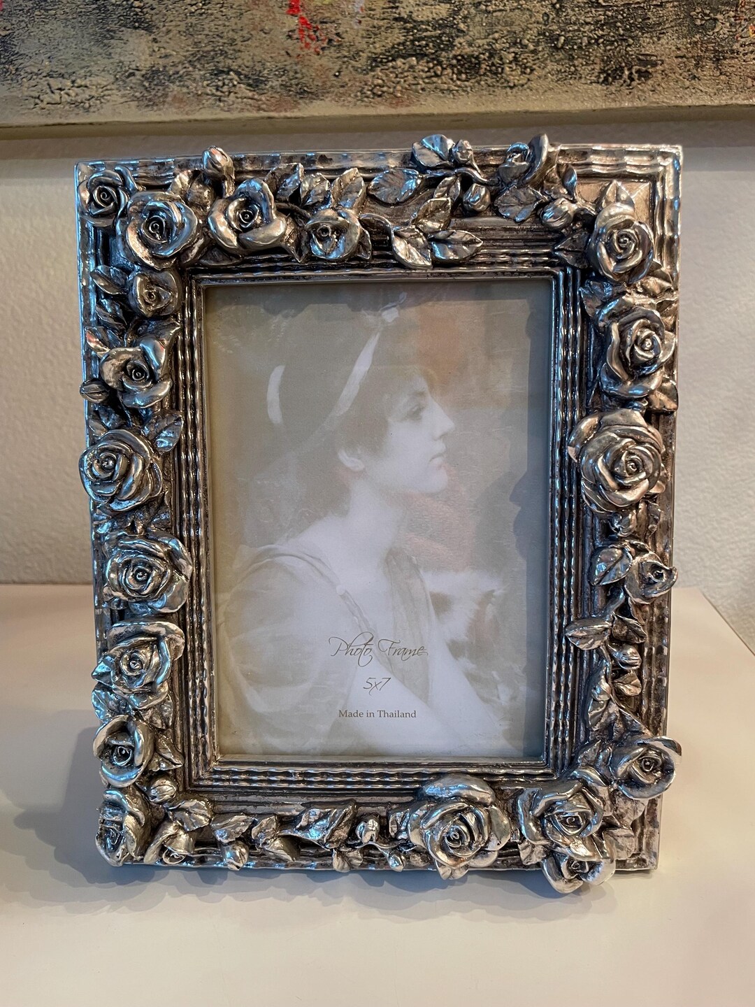 Vintage Metal Photo Frame Rose | Metal Rose Desk Photo Frame | Flower ...