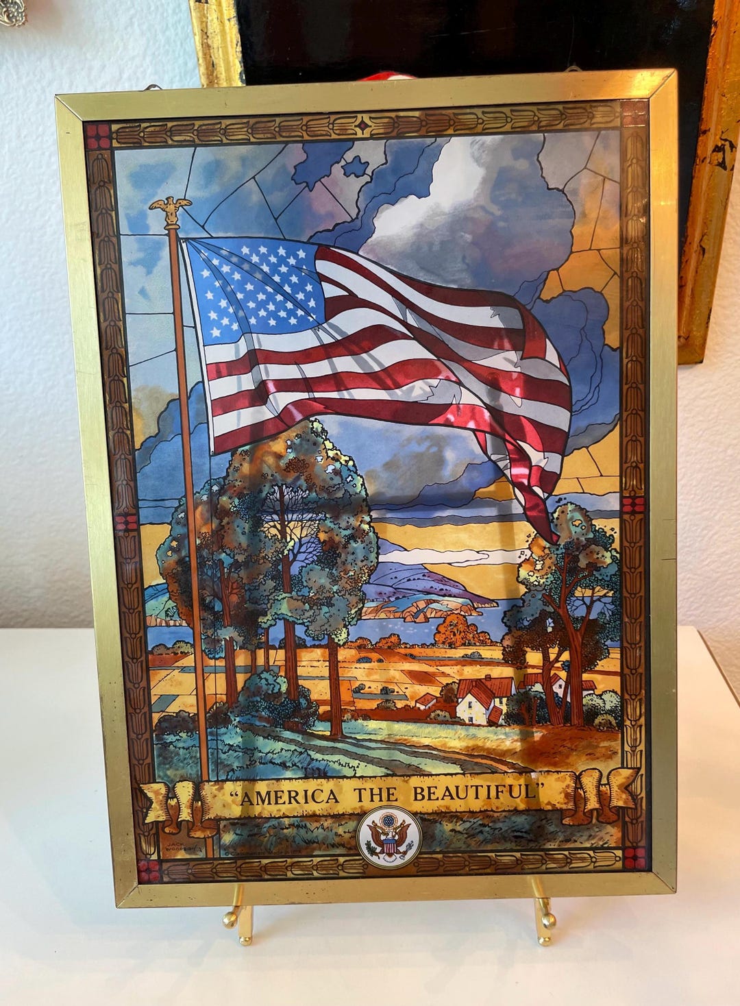 Vintage Glassmasters Stained Glass Suncatcher | America the Beautiful ...