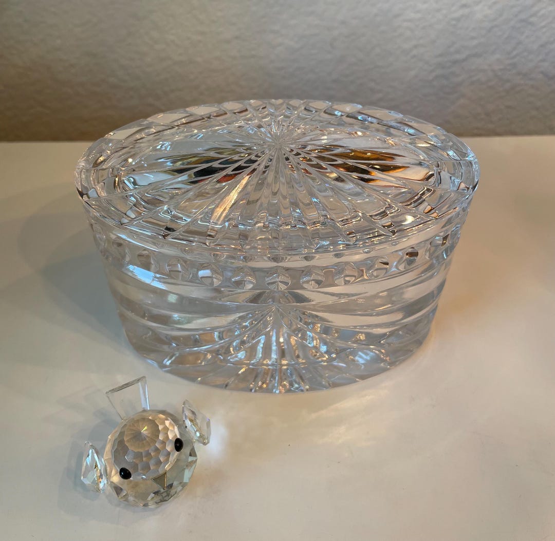 Waterford Crystal Trinket Box With Lid | Clear Glass Overture Oval ...