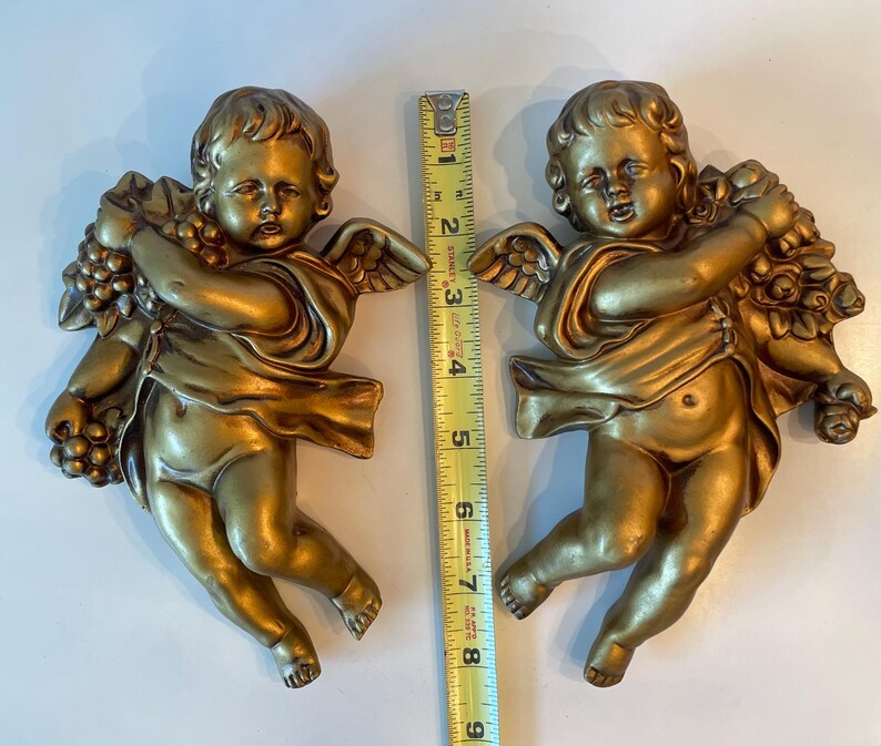 Gold Chalkware Cherub Wall Decor Set of 2 - Etsy