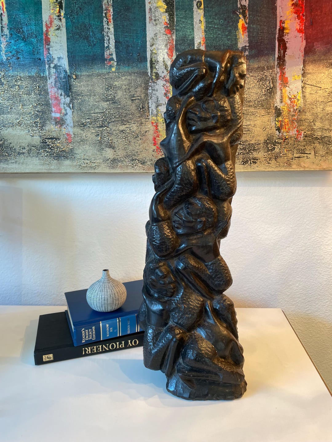 Makonde Tree of Life Sculpture | Vintage African Hand Carved Ebony Log ...