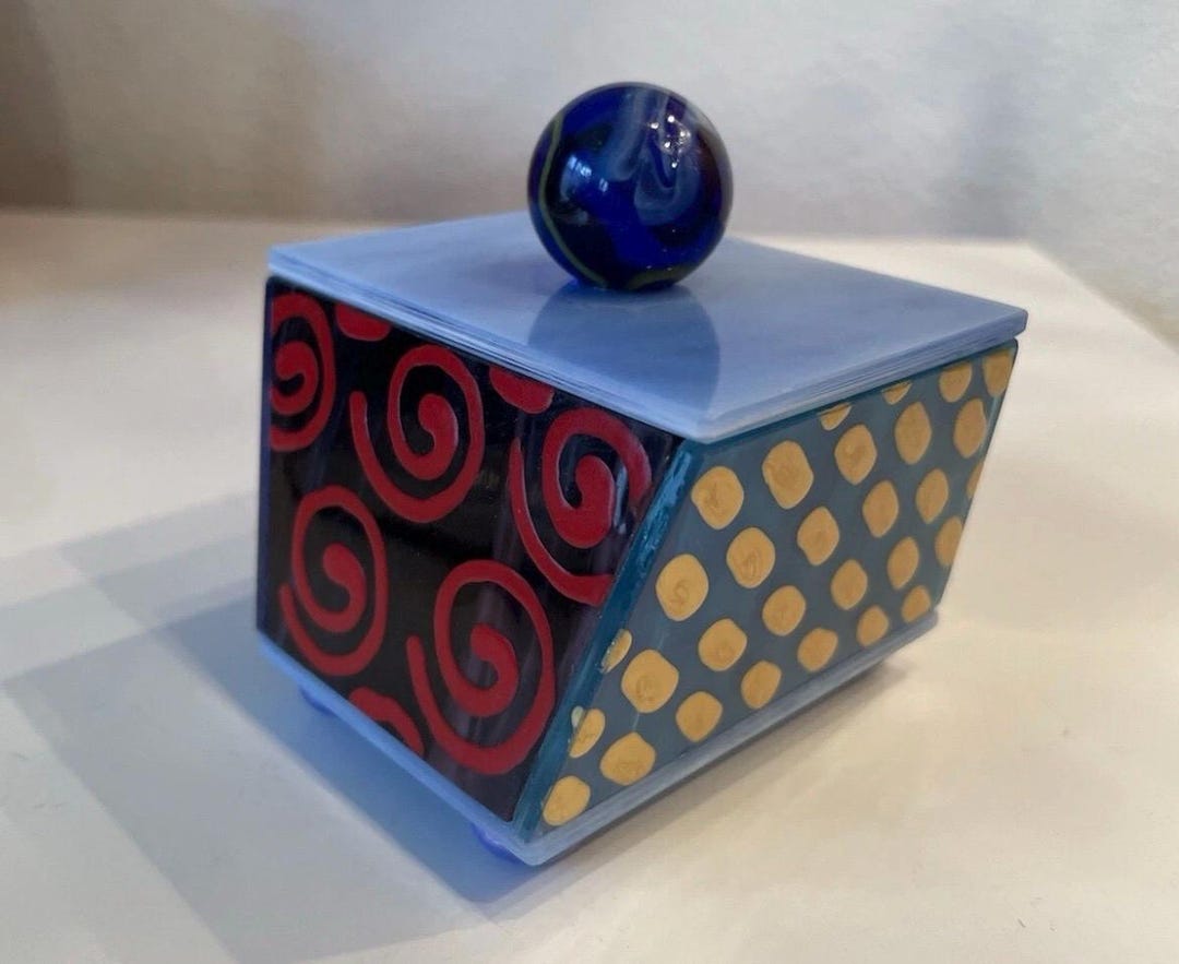 Mark Lewanski Art Glass Box | Art Glass Trinket Jewelry Box | Inside ...
