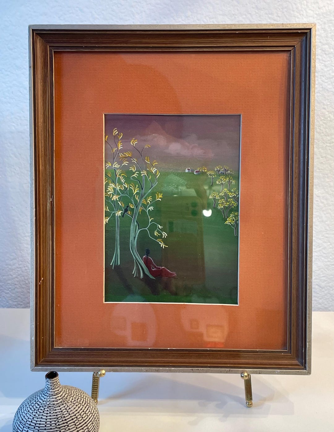 Vintage Wood Framed Original Paint Artist Signed Pam | Moody Small ...