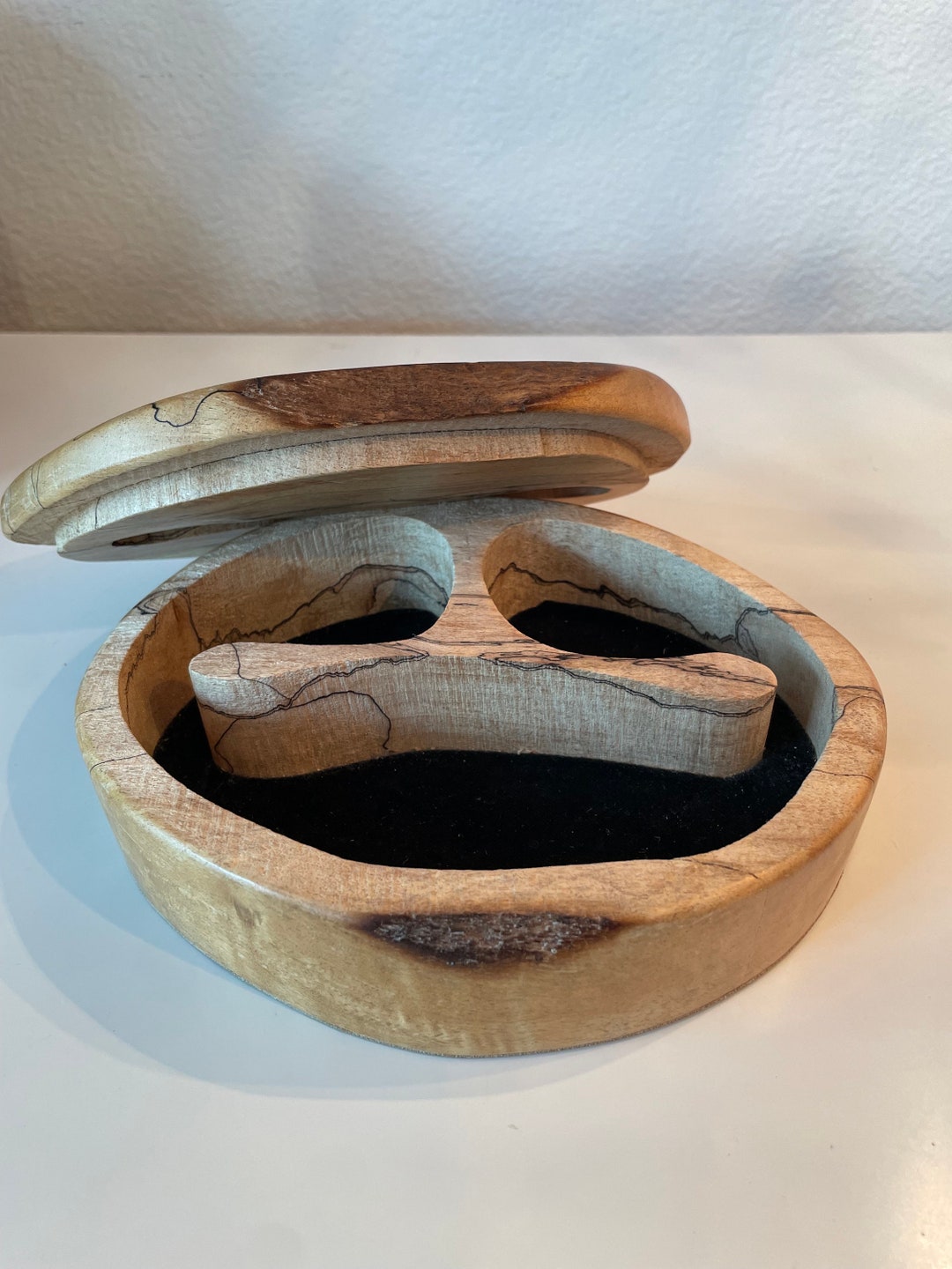 Vintage Oval Wooden Box With Lid 3 Divided Section | Decorative Divided ...