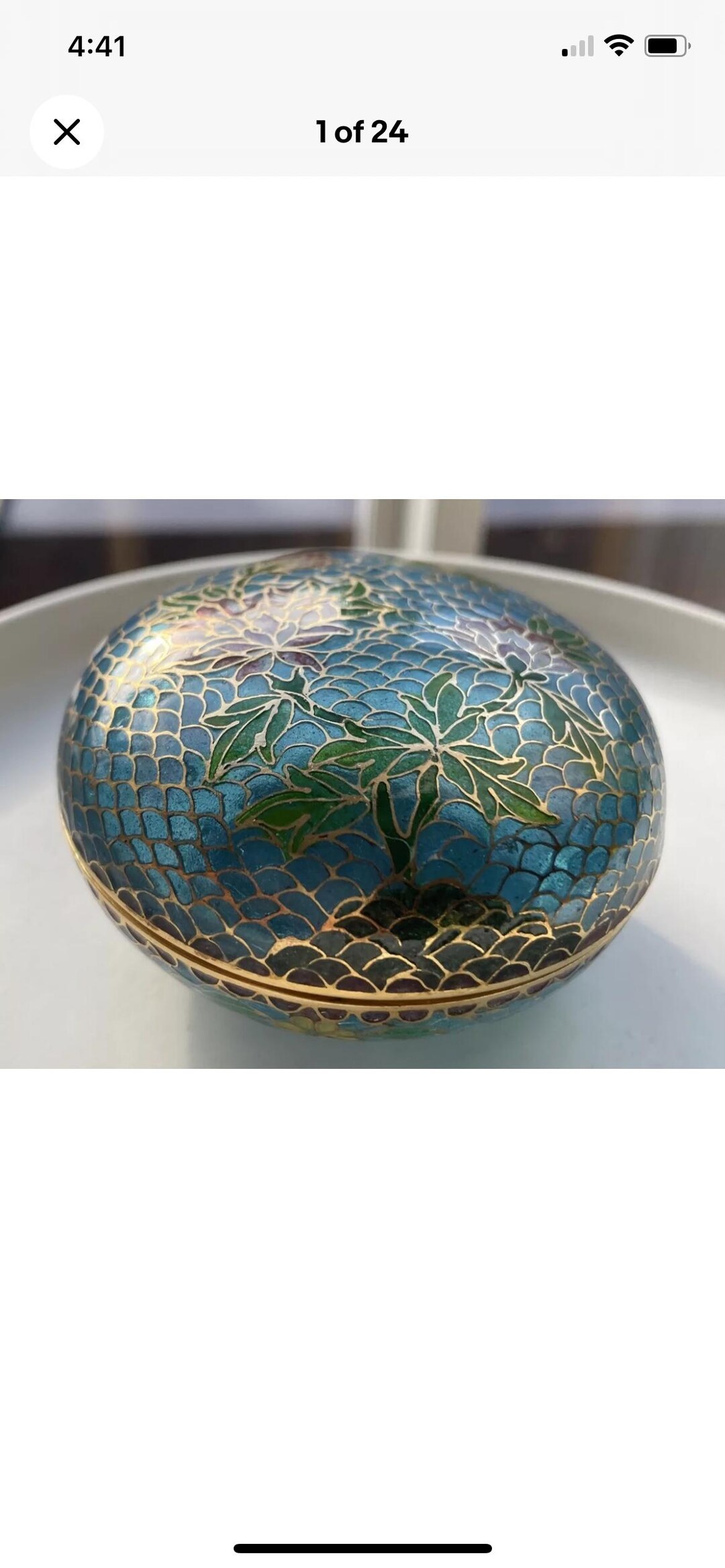 Vintage Cloisonne Enamel Stained Glass Flowers Butterfly Trinket Box ...
