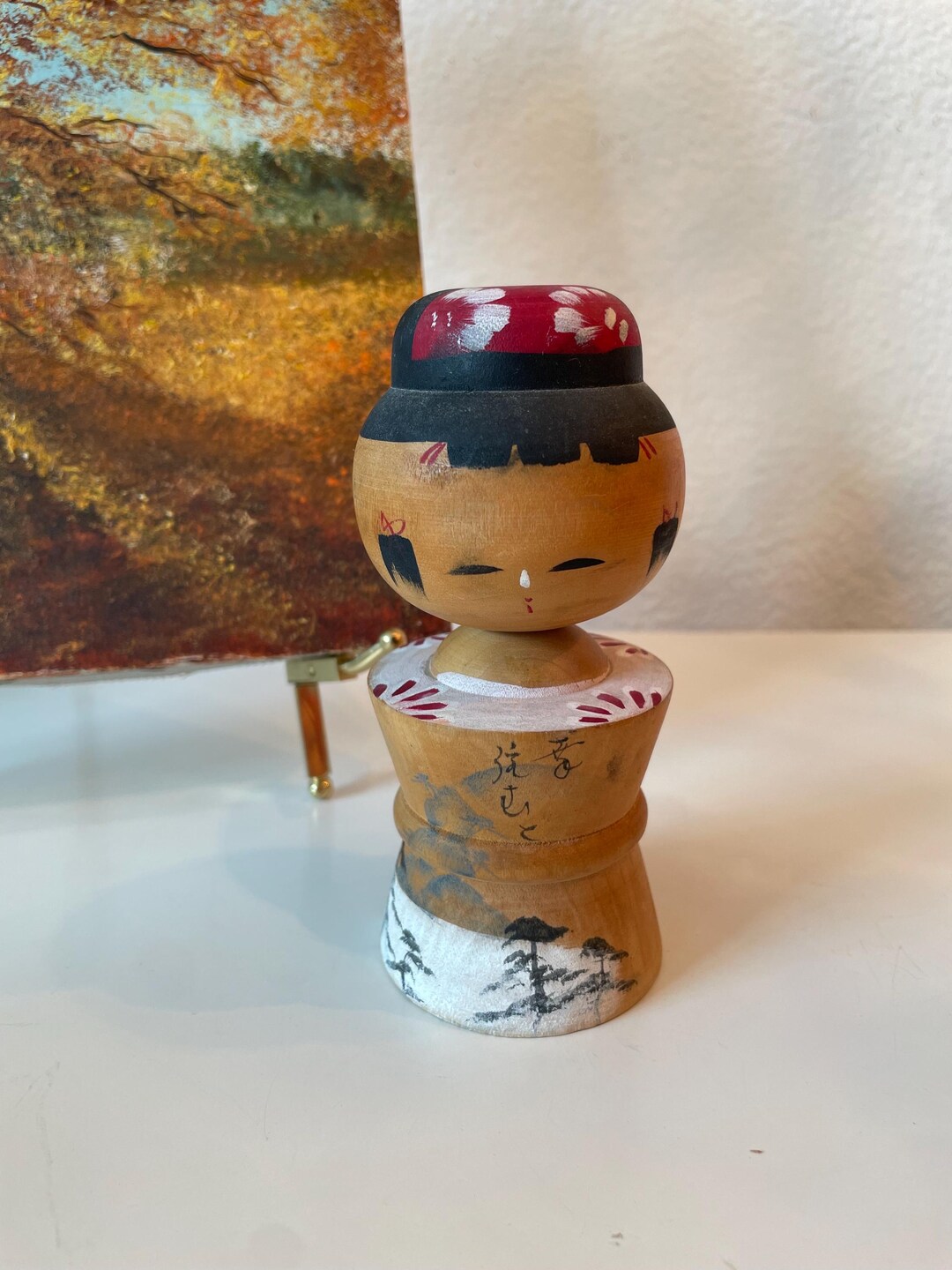 Vintahe Bobblehead Kokeshi Doll Figure | Japanese Wooden Kokeshi Doll ...