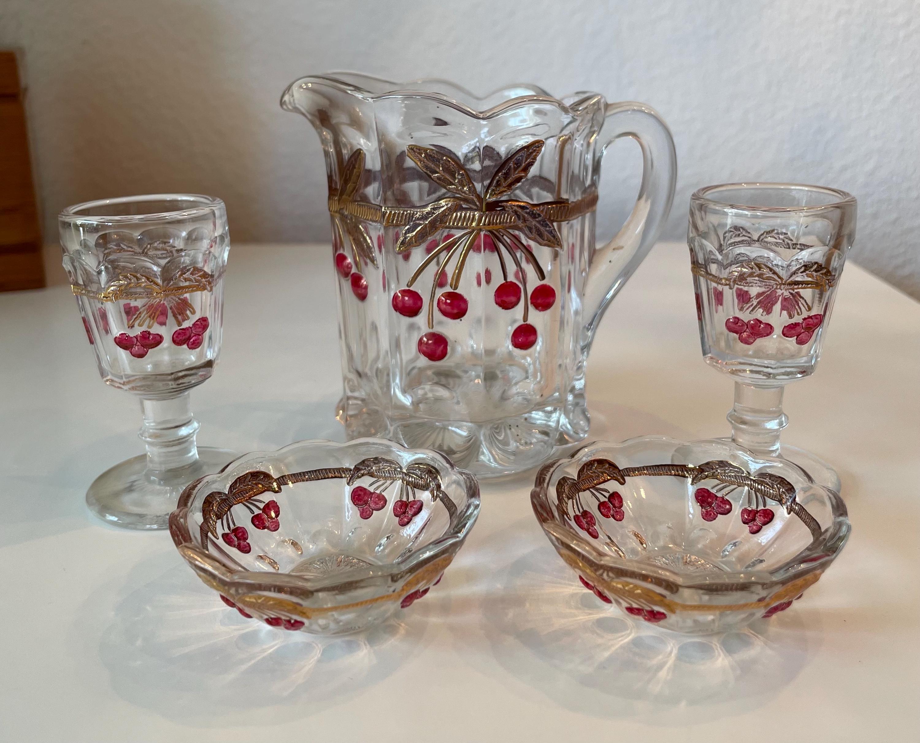 Pleasant Company American Girl Samantha Victorian Lemonade Set Mosser Glass Cherry Miniature Doll Lemonade Set Pitcher Glasses Bowls Etsy Canada