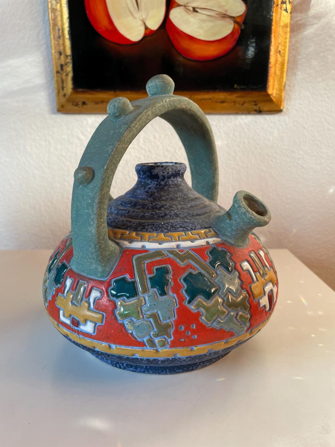 Vintage Czechoslovakia Amphora Pottery Pitcher | Colorful Bohemian Art ...