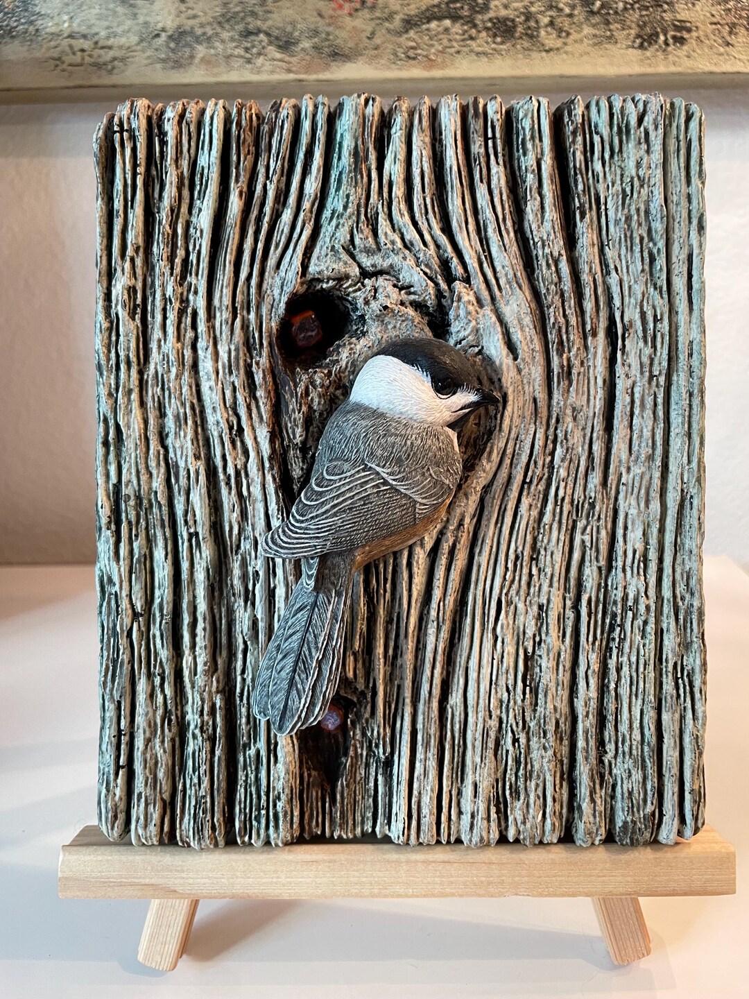 Wall Hanging Sculpture Chickadee Resin | Black-capped Chickadee ...