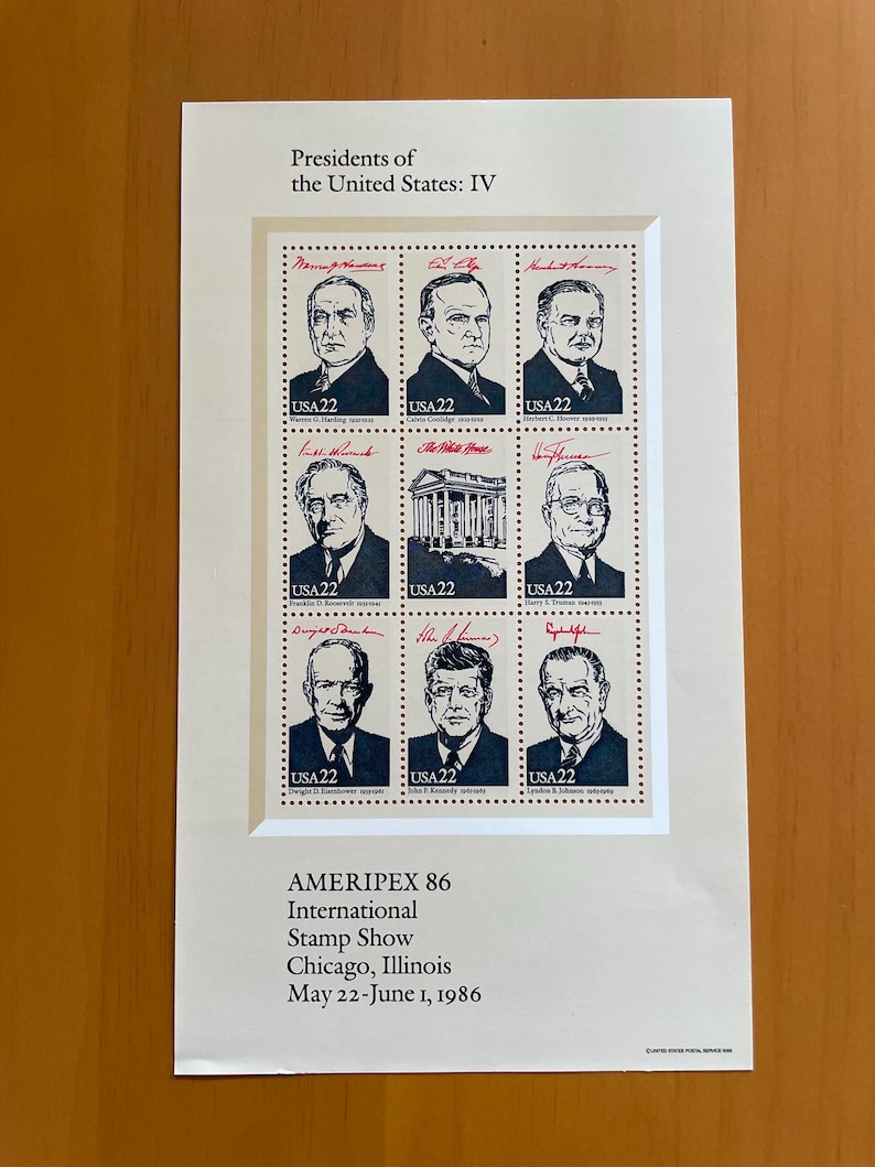 Mint Presidents of the United States Commemorative Stamps 1986 Ameripex ...