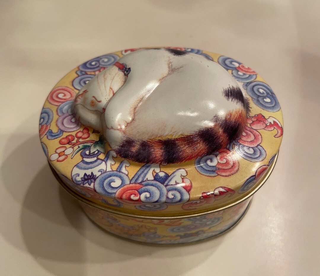 Keller Charles Tabby Cat Trinket Metal Box Kitten Oval Tin Storage Box ...