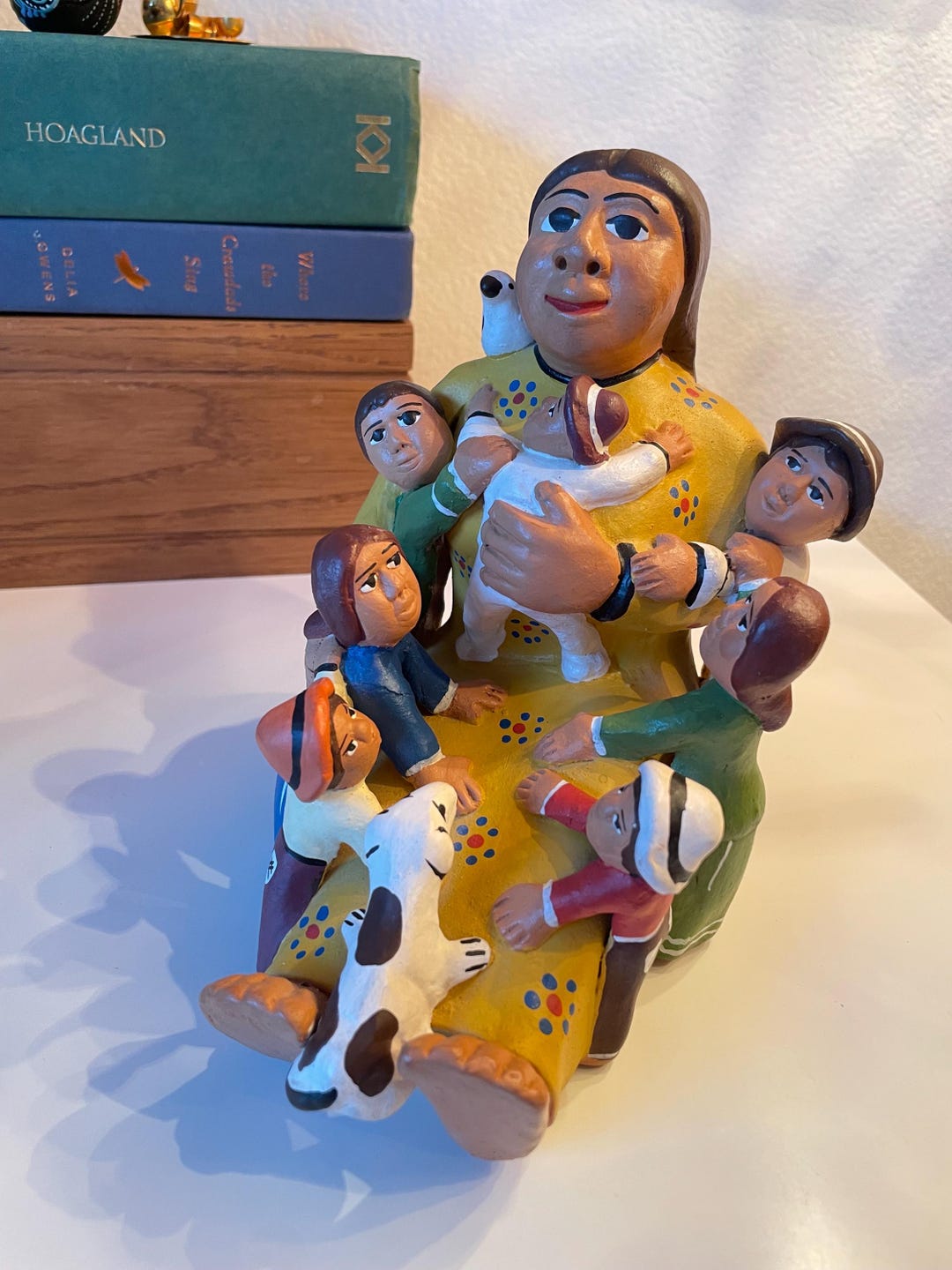 Story Teller Native Woman Clay Sculpture With Children Dog Bird | Terra ...