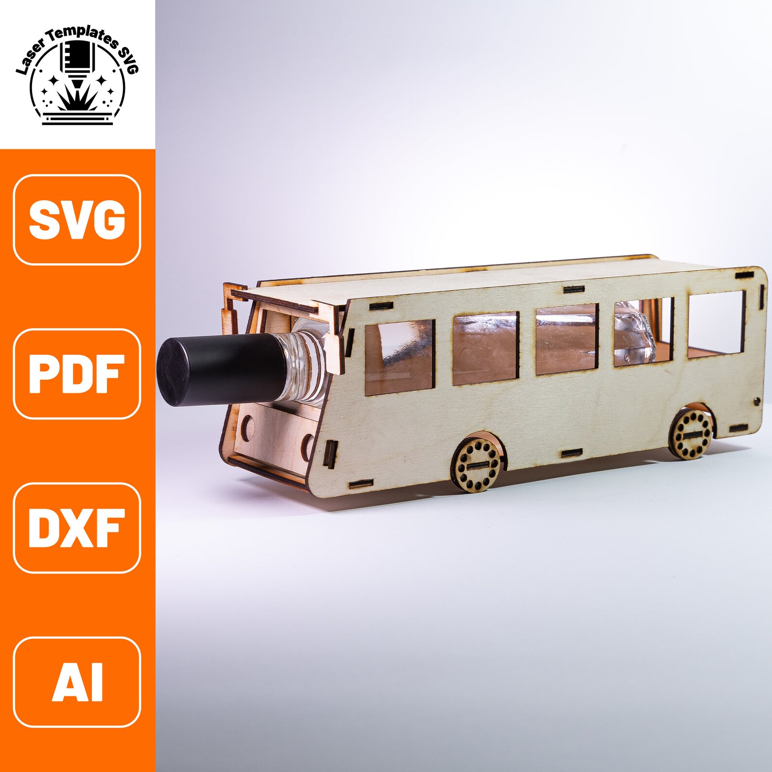 Bus Laser Cut File | Laser Cut File Vector Bottle Bus | Birthday | Gift ...