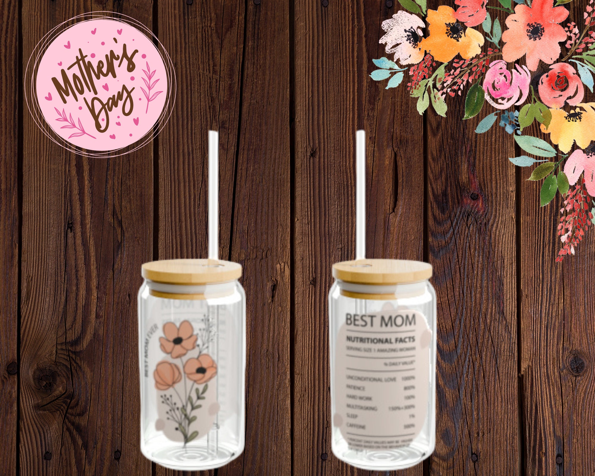 Unique Mom Gift Glass Libby Cup With Best Mom Ever Design and ...