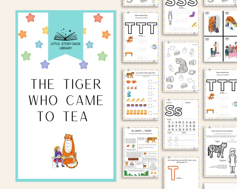 Little Story Sack Library - Tiger Who Came to Tea - Etsy