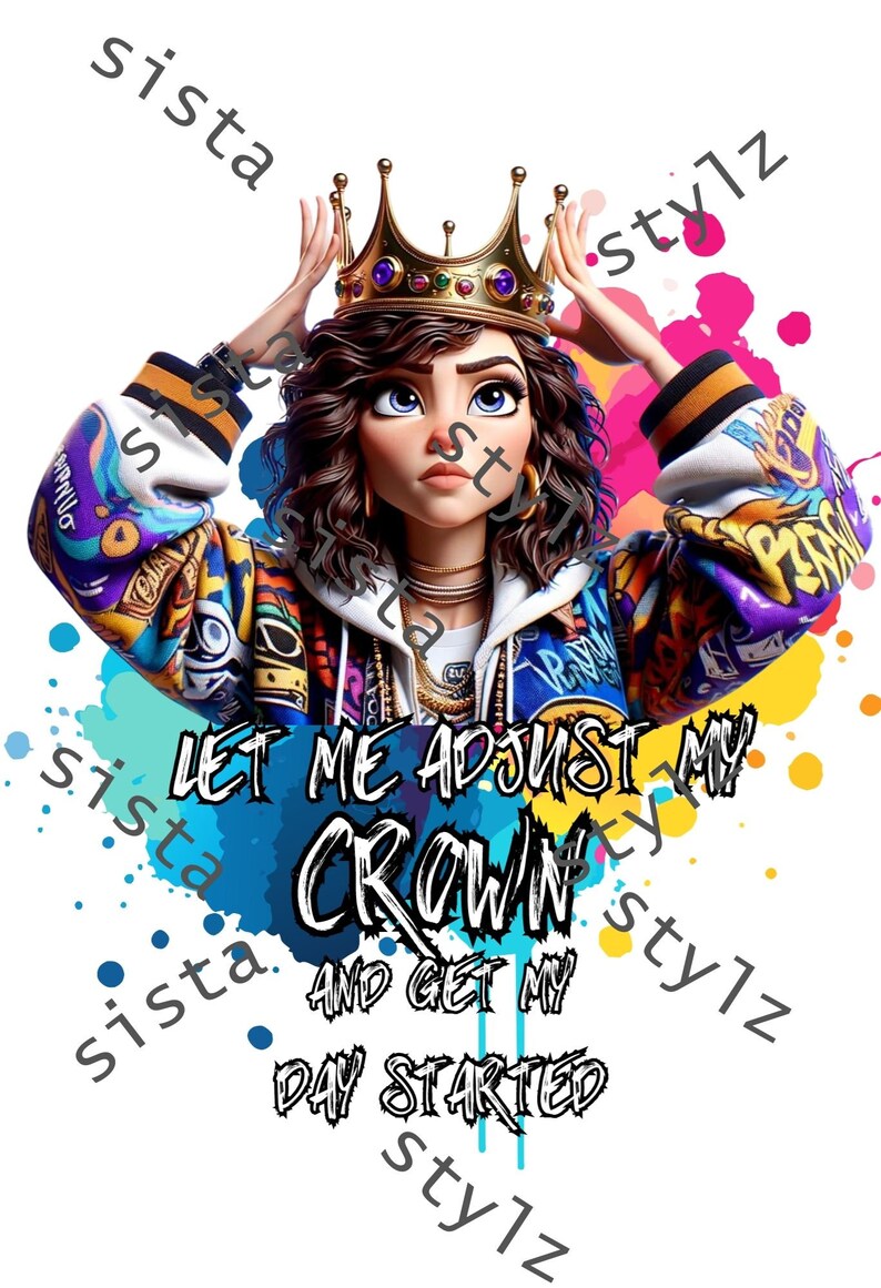 Adjust My Crown, PNG, DTF, Digital Download - Etsy