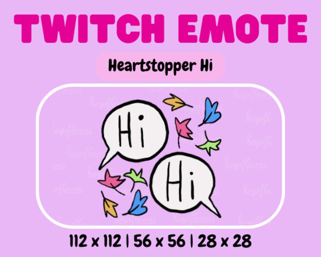 Heartstopper Hi Speech Bubble Emote - Twitch, Discord, Youtube - Etsy
