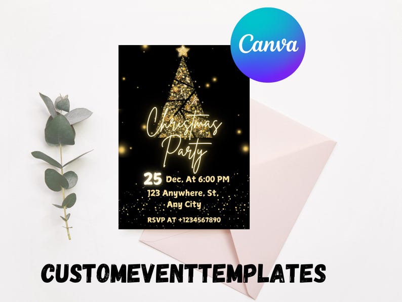 Editable Christmas Invitation, Digital Invitations, Printable Christmas ...