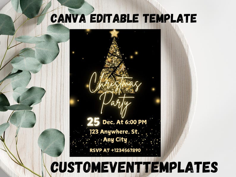 Editable Christmas Invitation, Digital Invitations, Printable Christmas ...