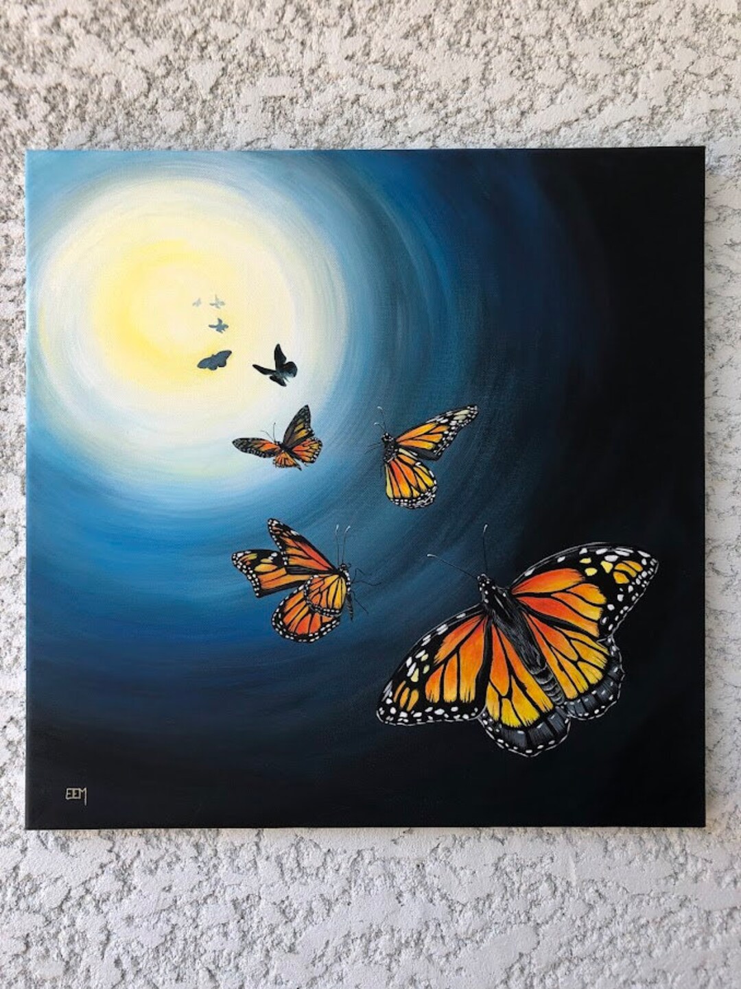 Original Acrylic Painting on Canvas, 'towards the Light, Monarch ...