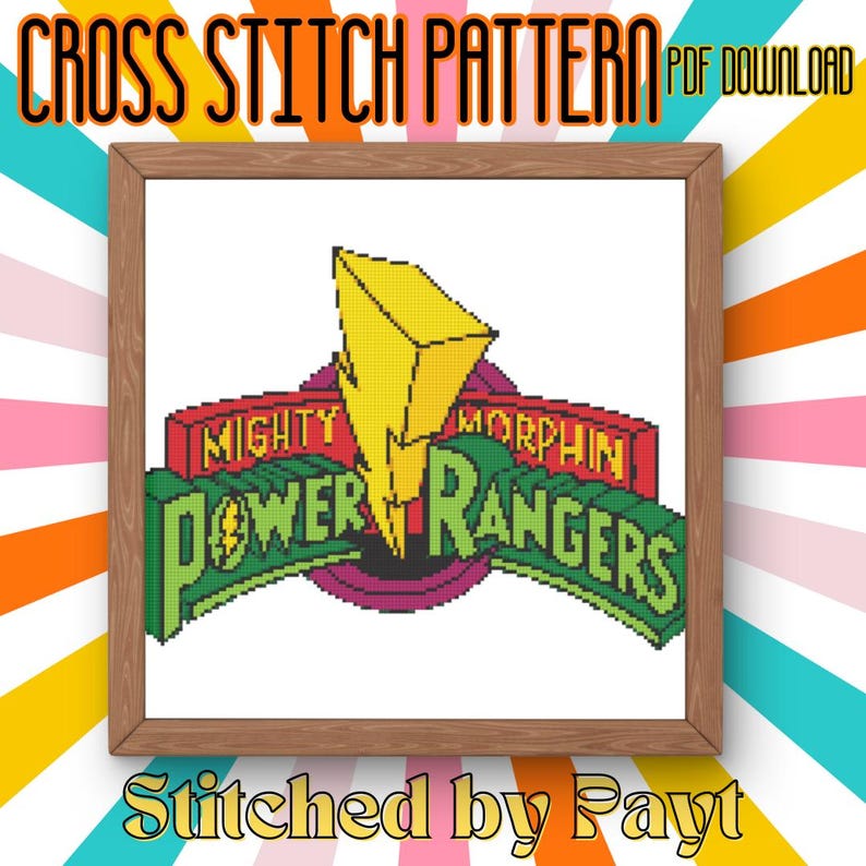 Power Rangers Logo Needlepoint Cross Stitch Pattern PDF Download - Nerd ...