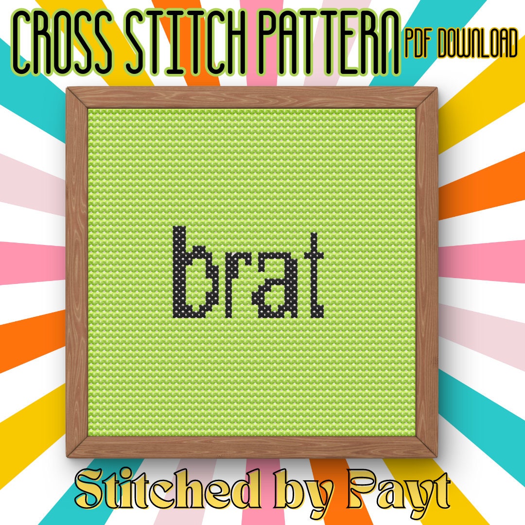 Brat Album Cover Needlepoint Cross Stitch Pattern PDF Download ...