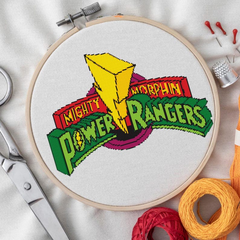Power Rangers Logo Needlepoint Cross Stitch Pattern PDF Download - Nerd ...
