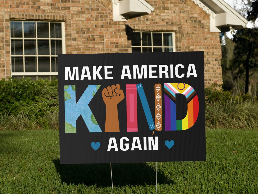 Make America Kind Again Yard Sign, Banned Books BLM LGBT Rights Social ...