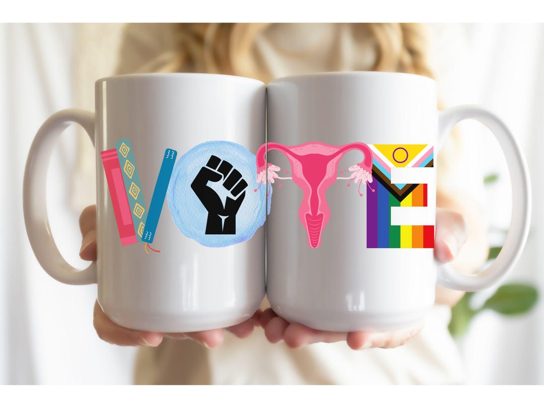 Vote Mug, Banned Books, BLM, Reproductive LGBT Rights Social Justice ...