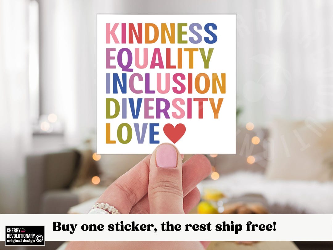 Kindness Equality Inclusion Diversity Love Water Bottle Laptop Sticker ...