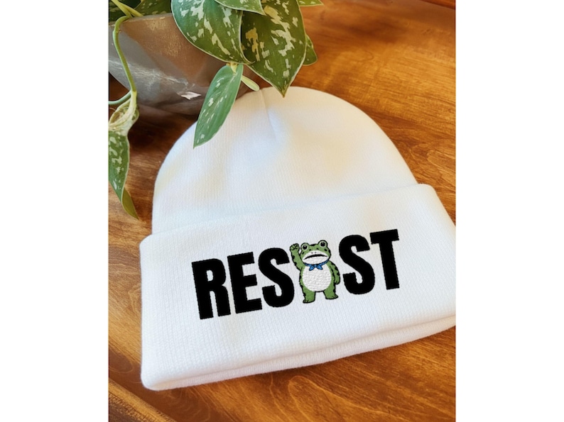 EMBROIDERED Portland Protest Frog Cuffed Beanie, Fuck ICE Freedom Frog ...