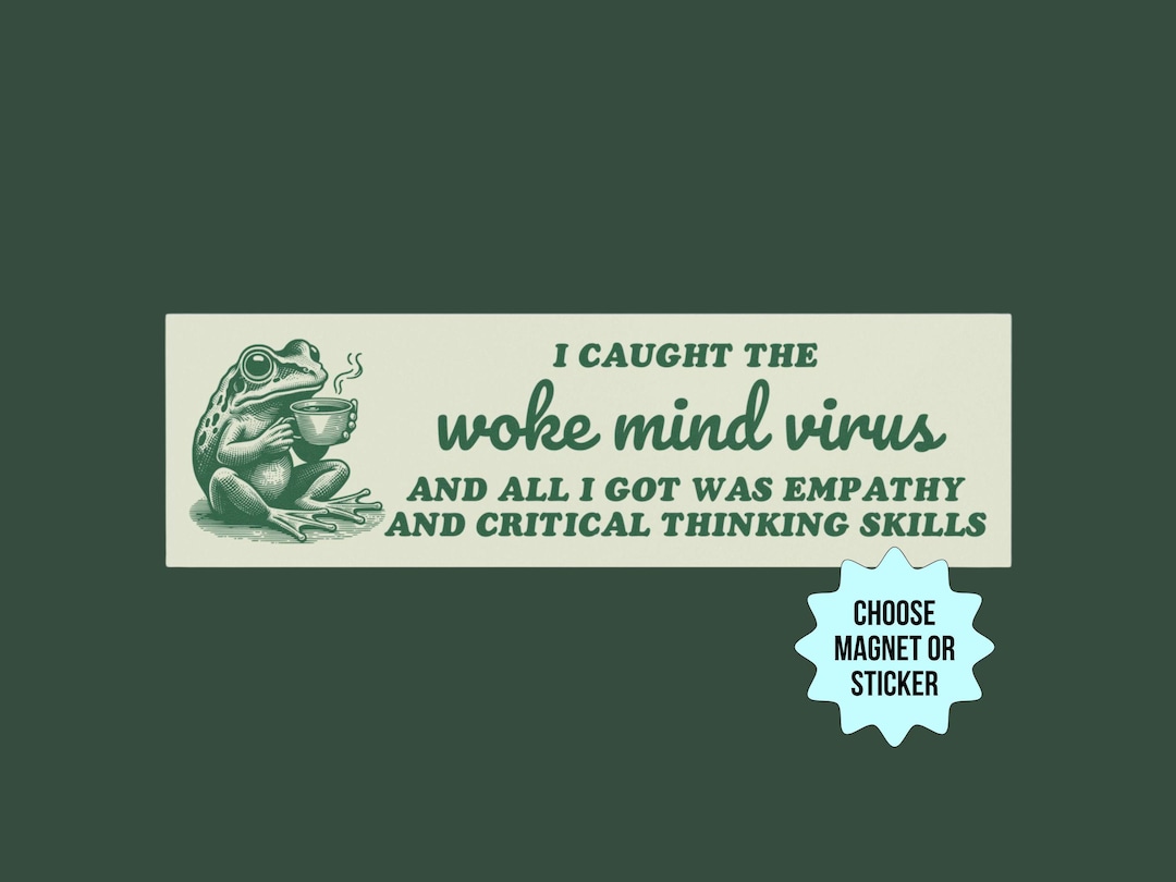 Funny Woke Mind Virus Car Magnet/bumper Sticker, Retro Empathy Frog ...