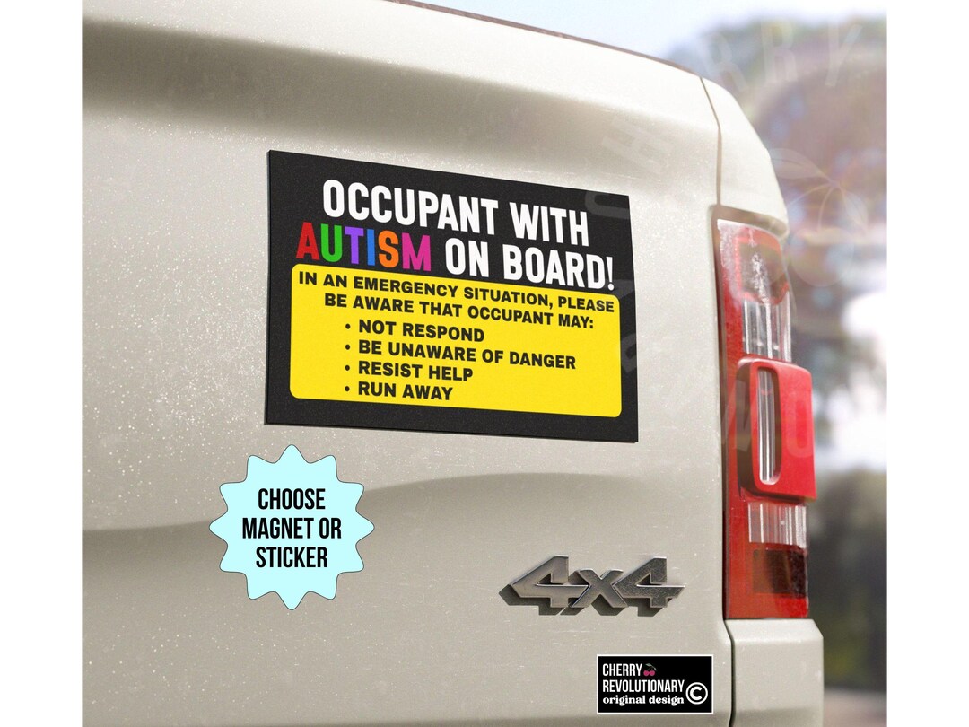 Occupant With Autism on Board Car Magnet/bumper Sticker, Alert ...
