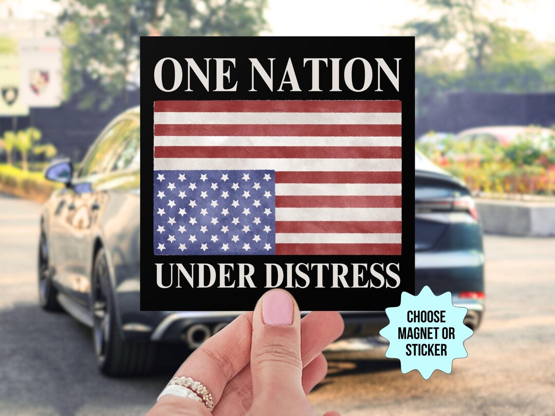 One Nation Under Distress Car Magnet/bumper Sticker, Upside Down ...