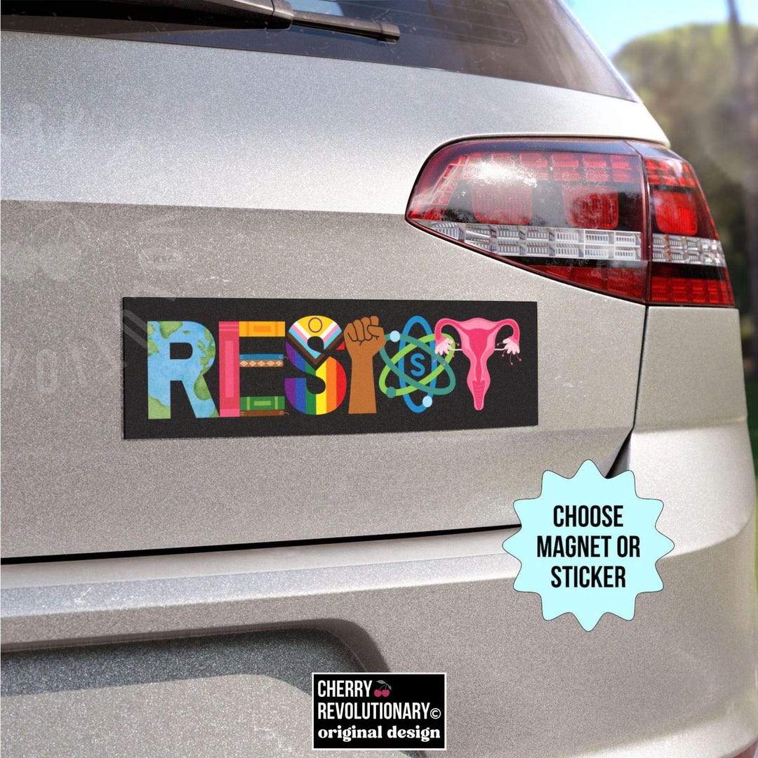 Resist Car Magnet/bumper Sticker, Banned Books BLM Reproductive LGBT ...