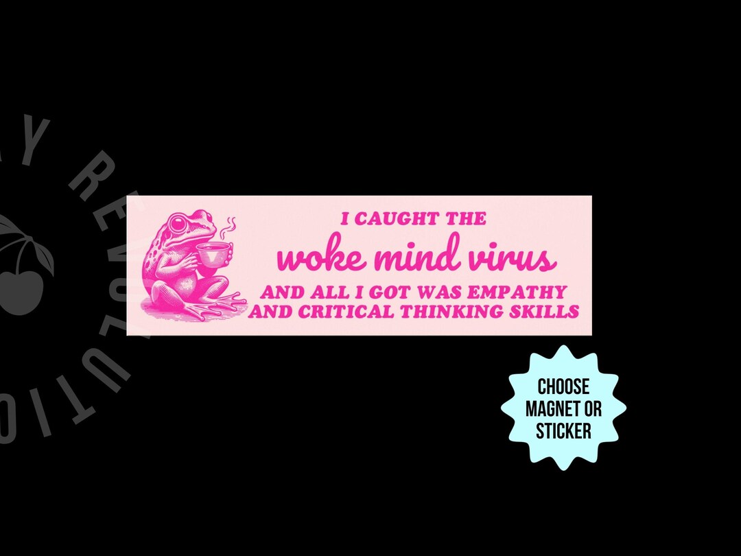 Pink Funny Woke Mind Virus Car Magnet/bumper Sticker, Retro Empathy ...
