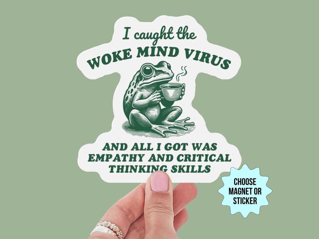 Funny Woke Mind Virus Car Magnet/bumper Sticker, Retro Empathy Frog ...