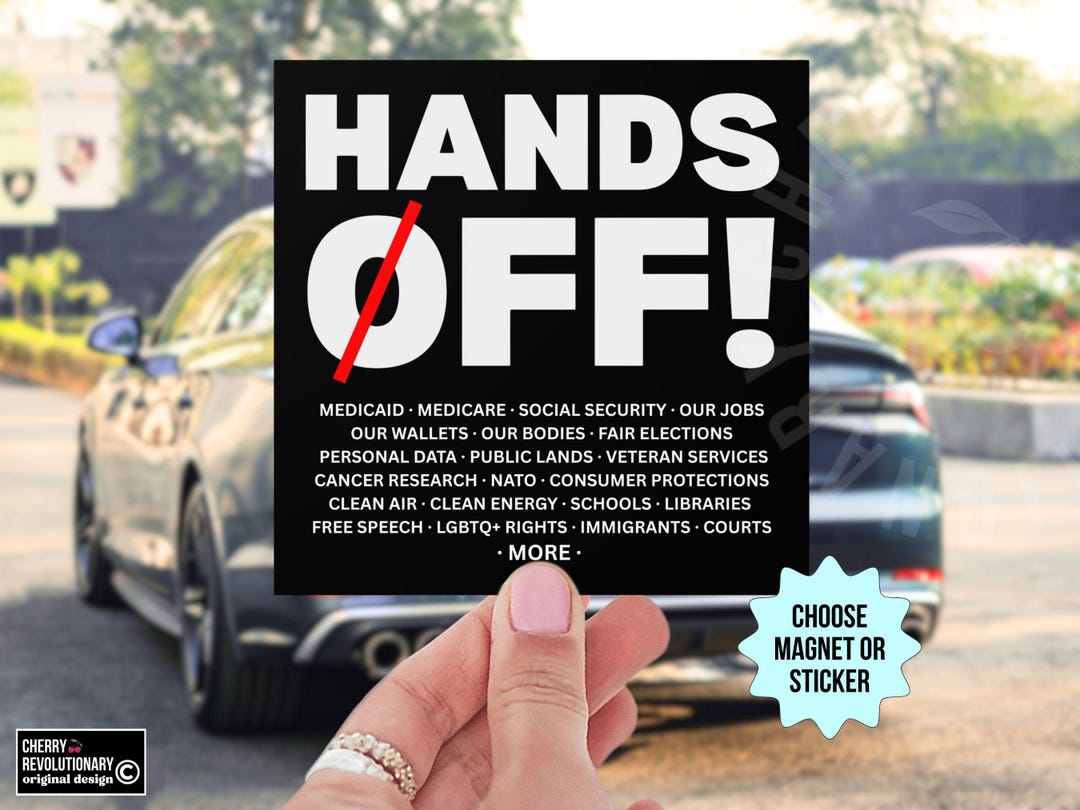 Hands Off! Bumper Sticker/car Magnet, Anti Trump Musk MAGA Fascism ...