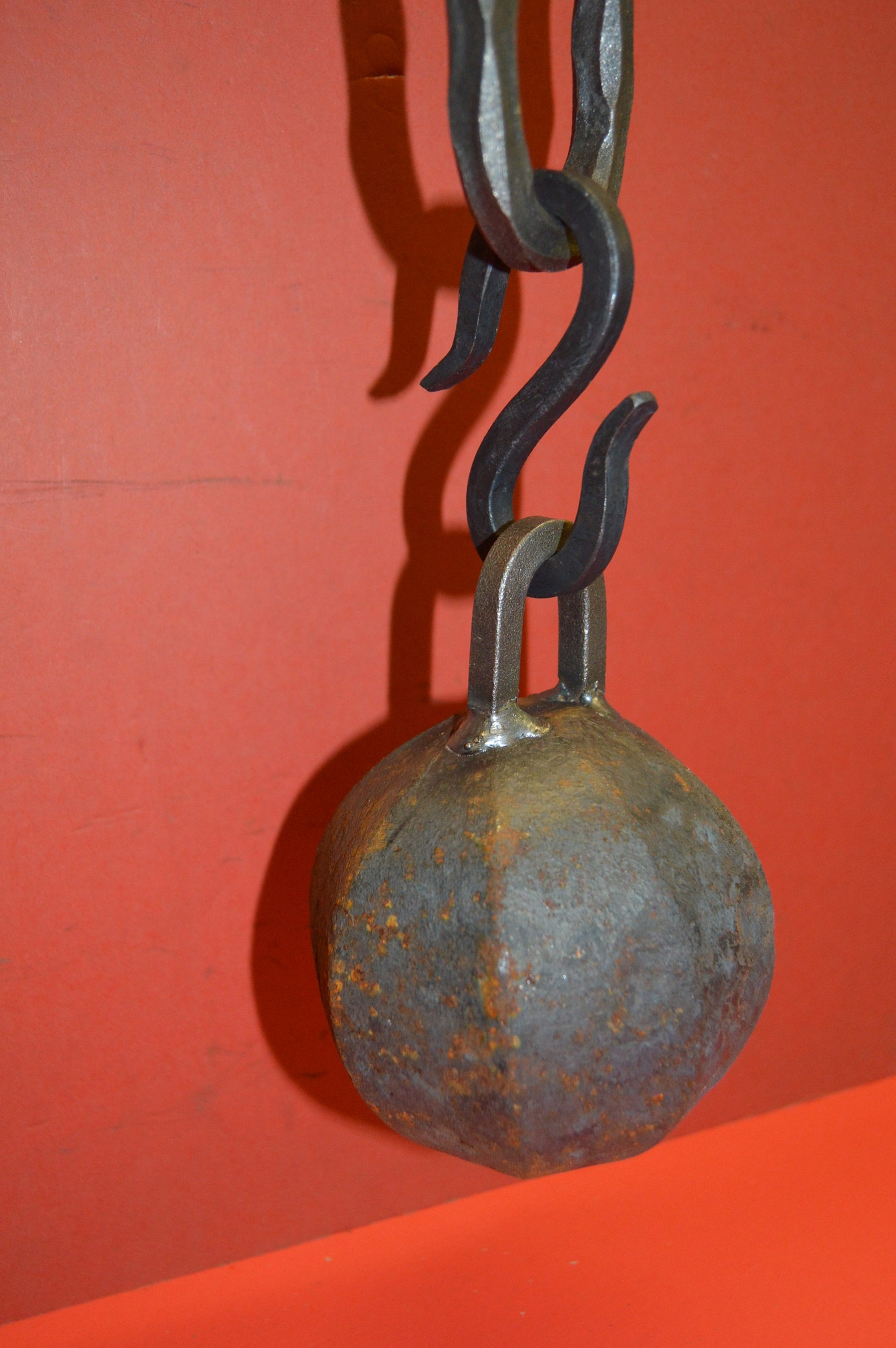 Rain Chain Faceted Ball Anchor 3 1/2" Dia., 6lbs Wrought Iron, Handmade ...