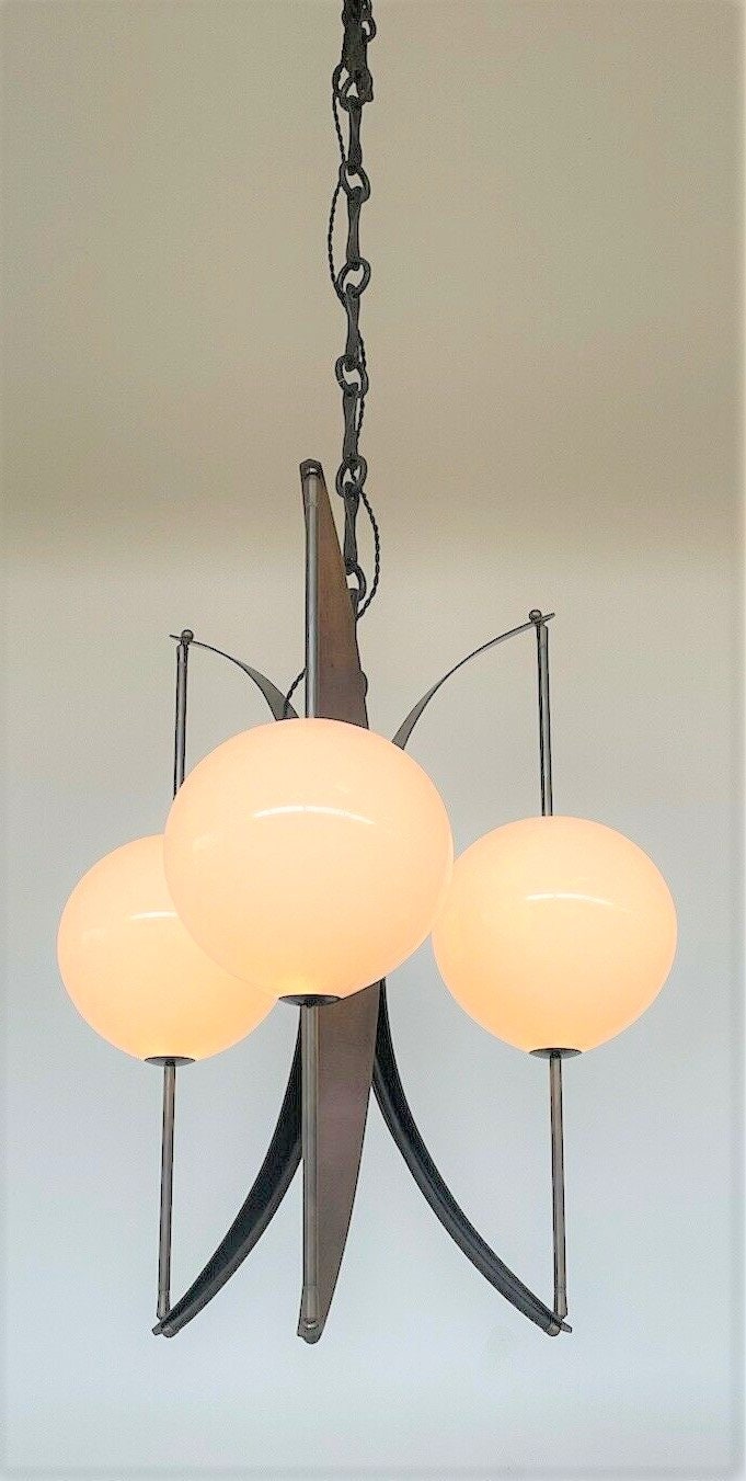 Wrought Iron Art Deco Chain, Lighting, Chandelier, Lamp, Handmade in ...