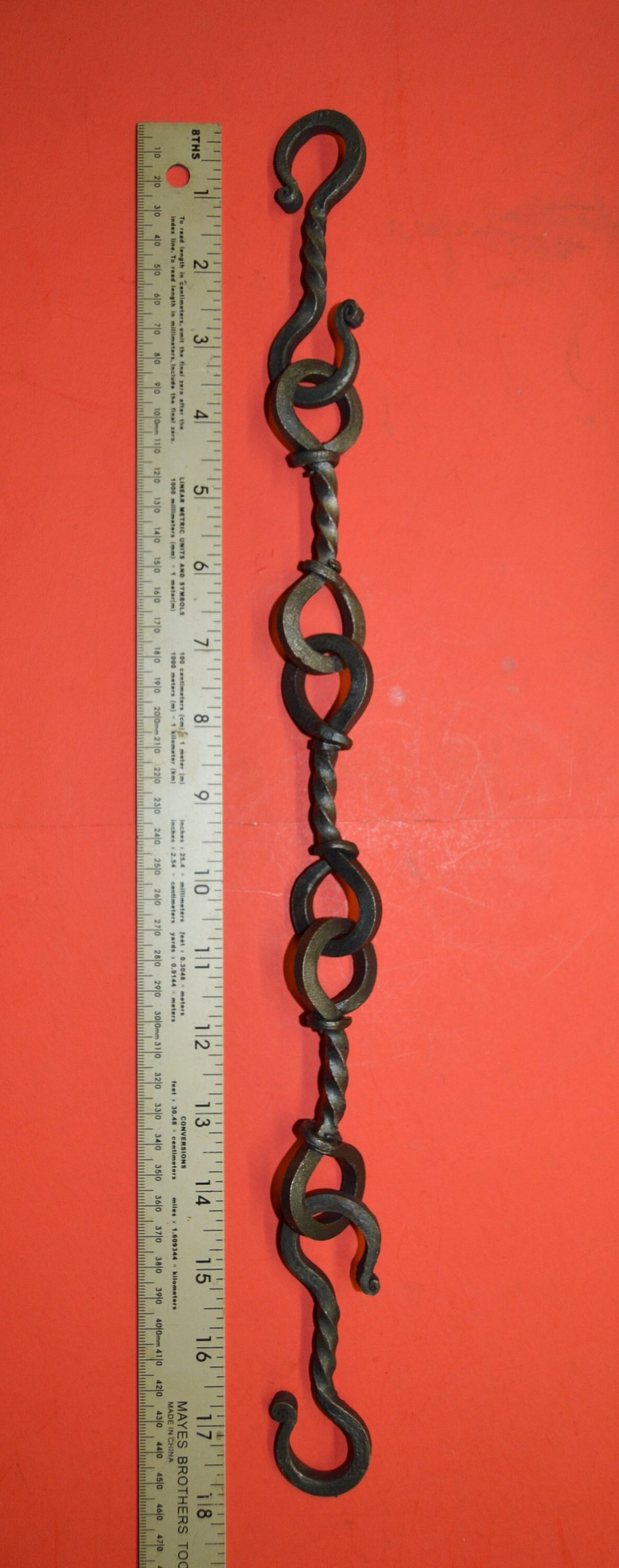 Closed Eye Wrought Iron Chain & 1/4" X 4" Twisted S-hooks, 18", 3 Pc ...