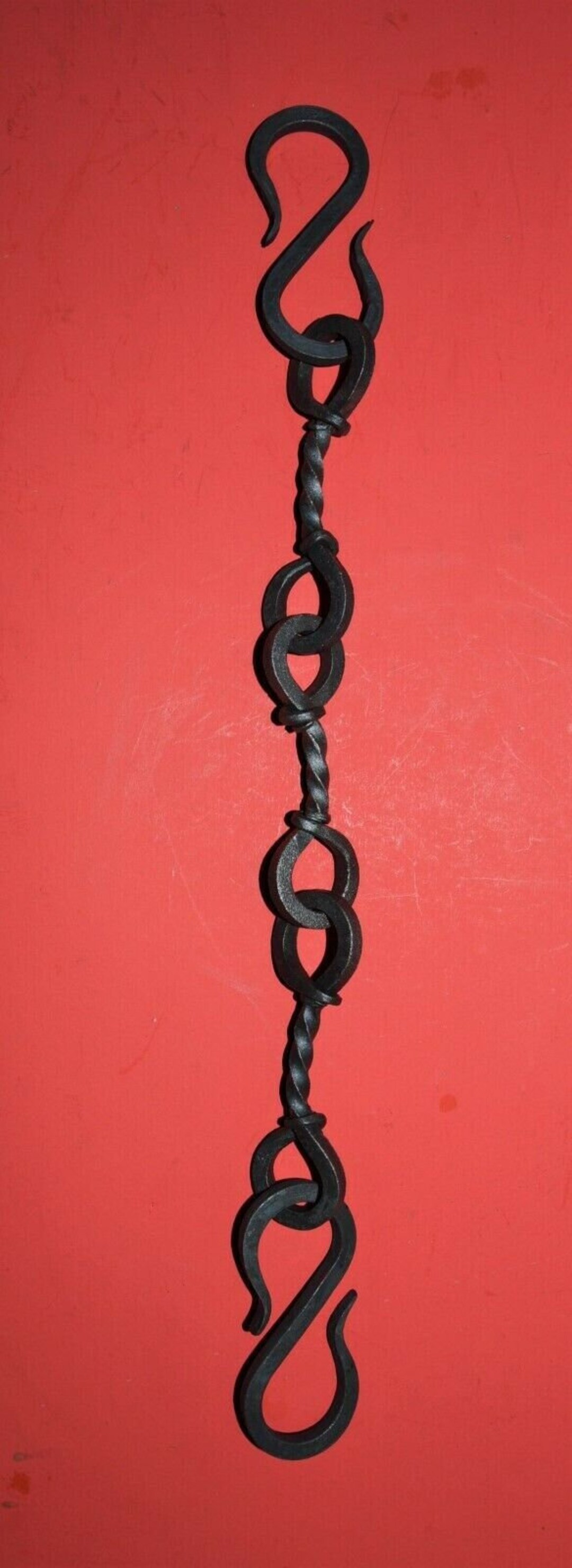 Closed Eye Wrought Iron Chain & 1/4" S-hooks, 17", 3 Pc. Lot, Lighting ...