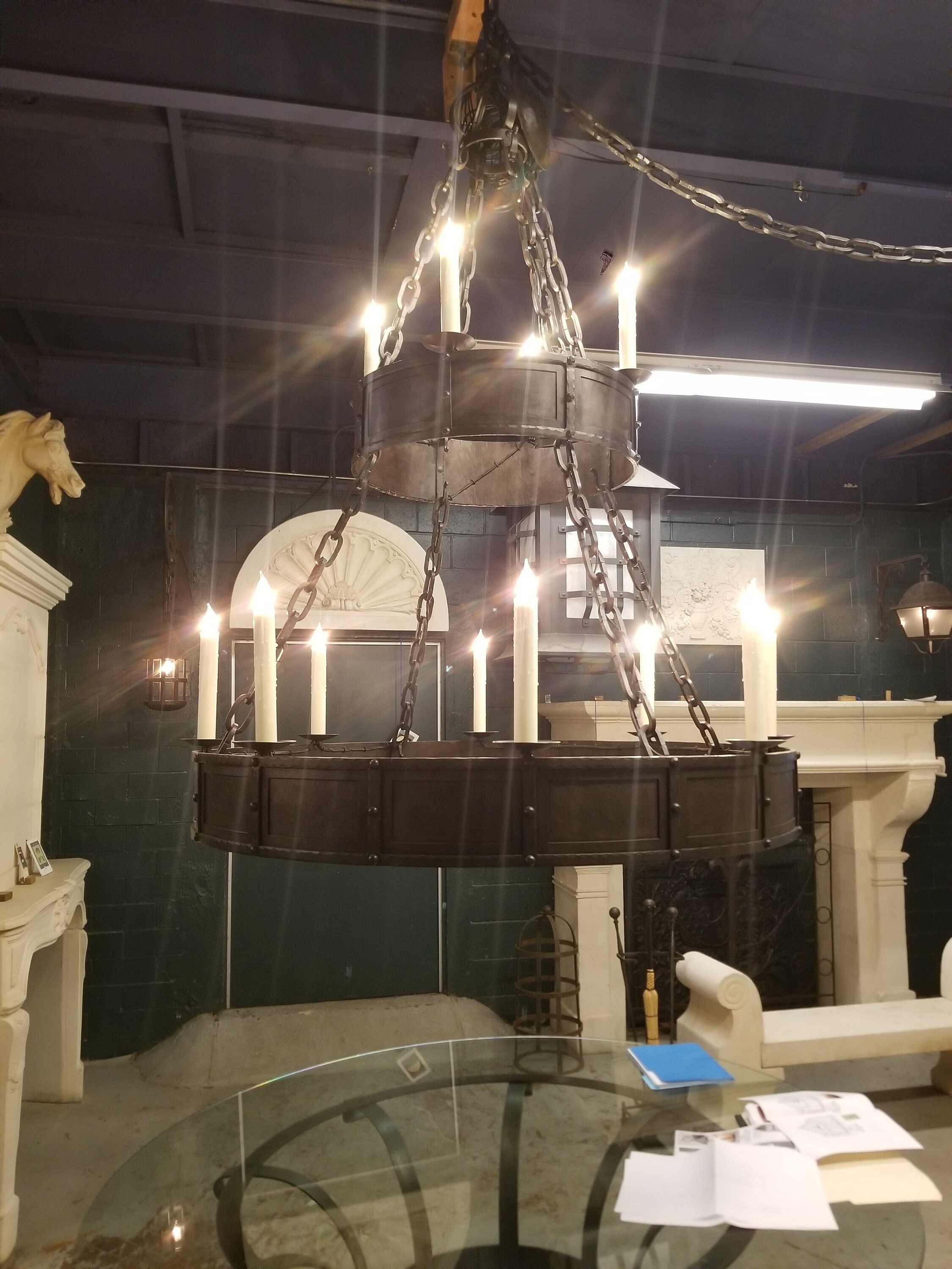 Wrought Iron Art Deco Chain, Lighting, Chandelier, Lamp, Handmade in ...