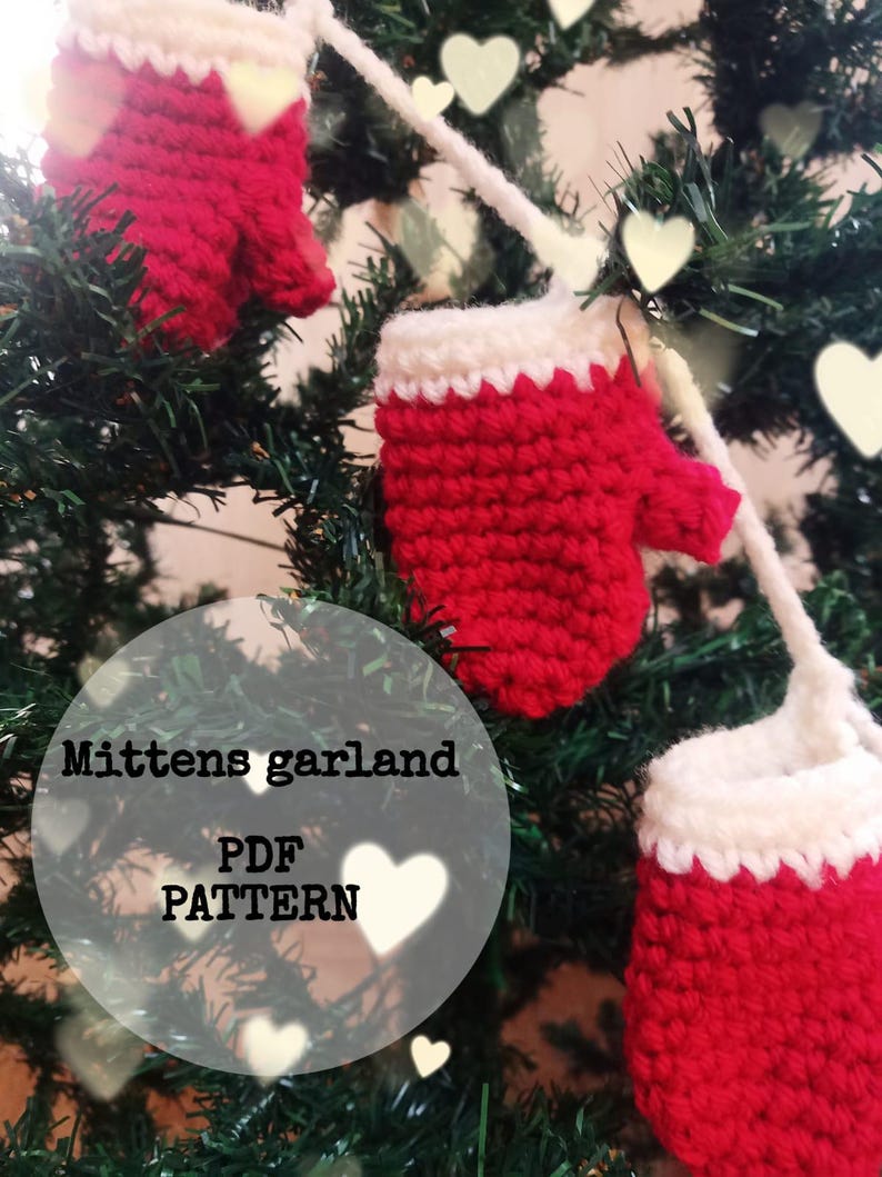 Padrão de guirlanda de Natal com luvas de crochê (padrão em PDF) - Etsy ...