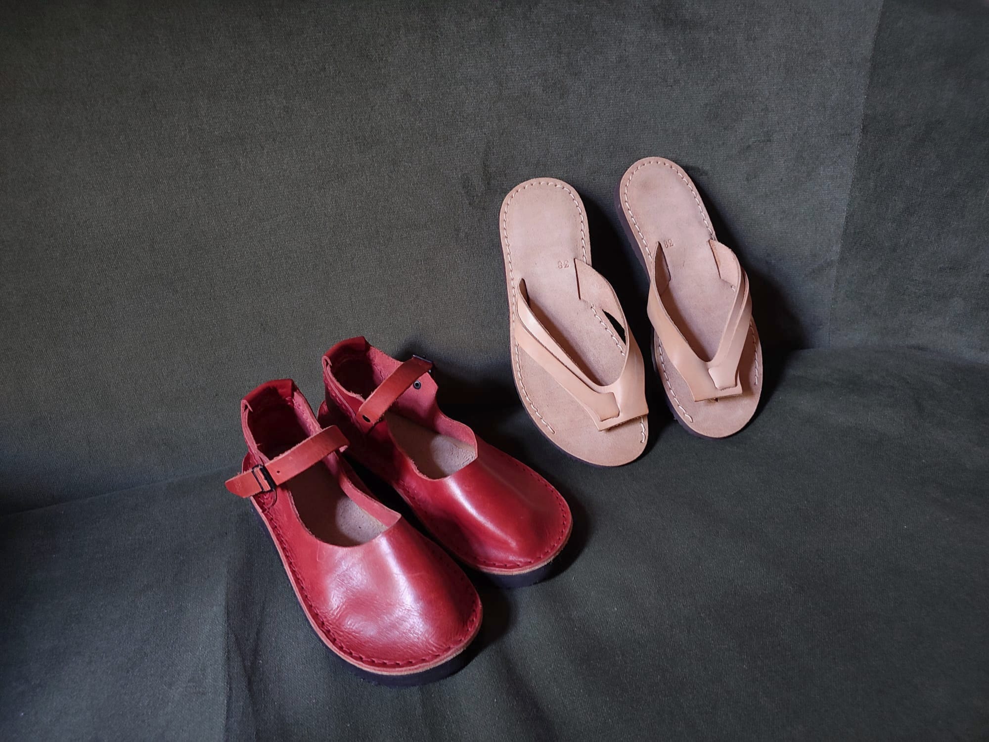 Leather Summer Sandals, Barefoot Flip-flops, Japanese-style Flat Shoes, Unisex, Natural, Black ...