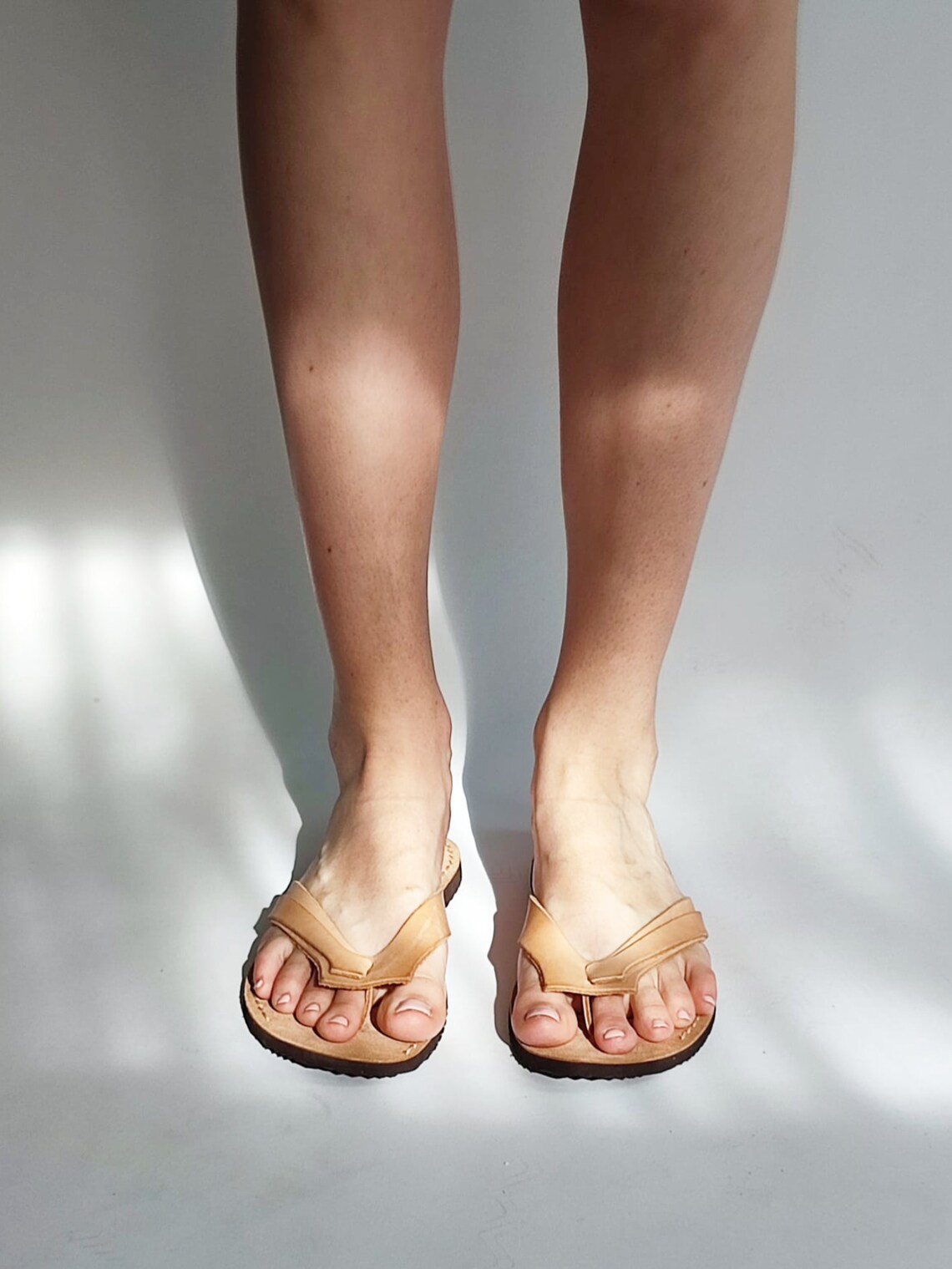 Leather Summer Sandals, Barefoot Flip-flops, Japanese-style Flat Shoes, Unisex, Natural, Black ...