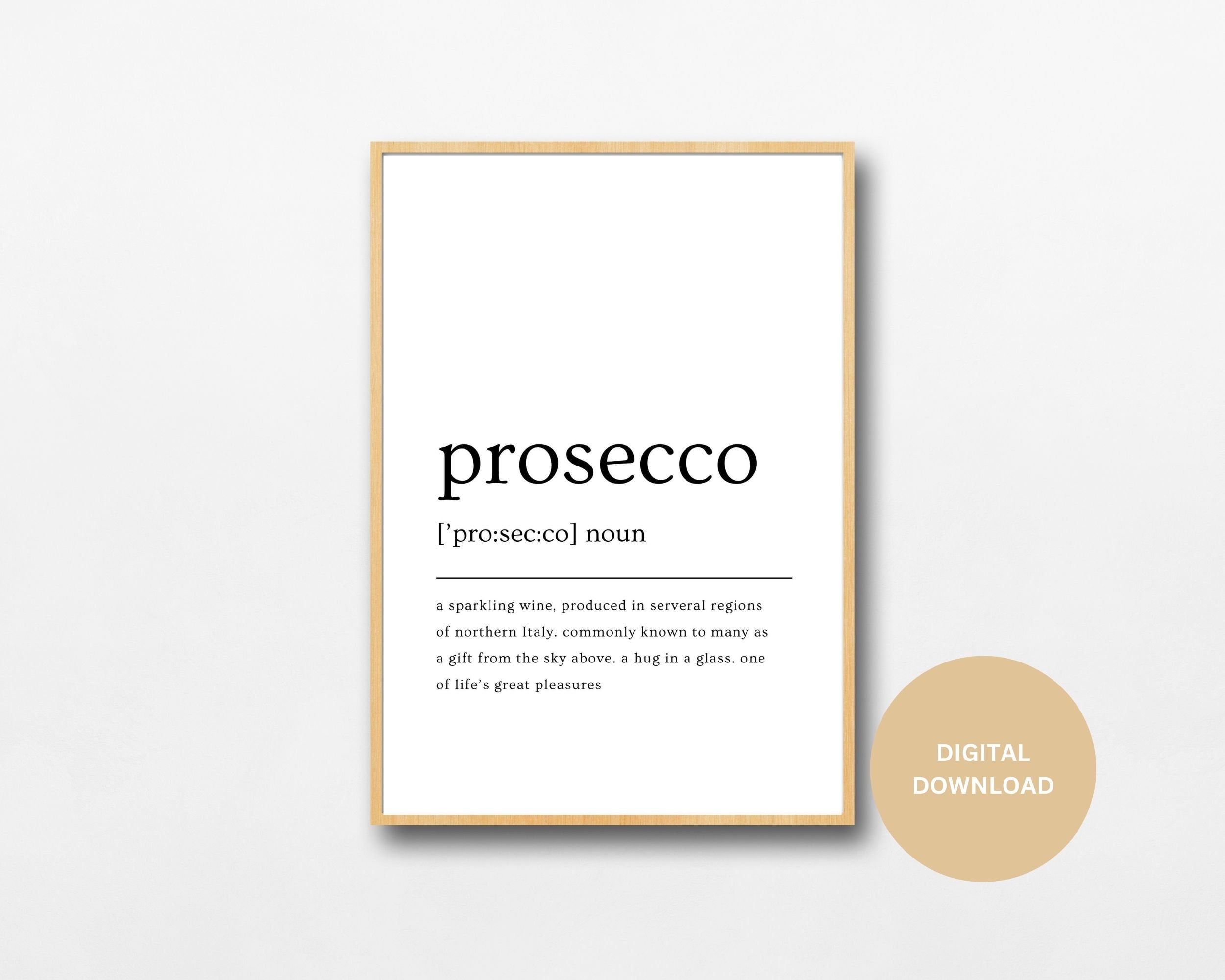 Prosecco Print, Prosecco Gifts, Prosecco Wall Art, Prosecco Dictionary ...