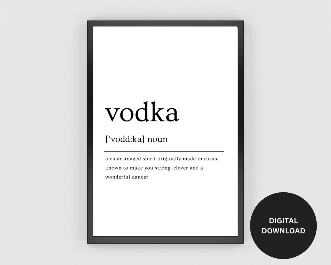 Vodka Poster, Vodka Definition Print Alcohol Wall Art, College Wall Art ...