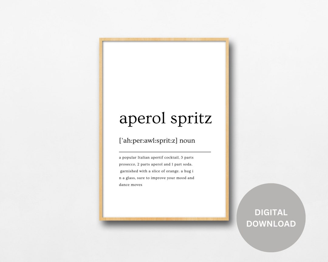 Aperol Spritz Definition, Aperol Spritz Print, Cocktail Art, Cute Bar ...