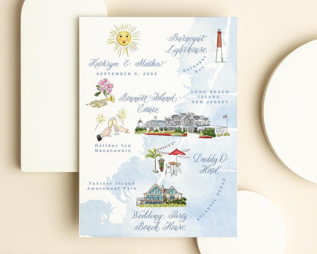 Personalized Watercolor Wedding Venue Map. Illustrated Map for Unique ...